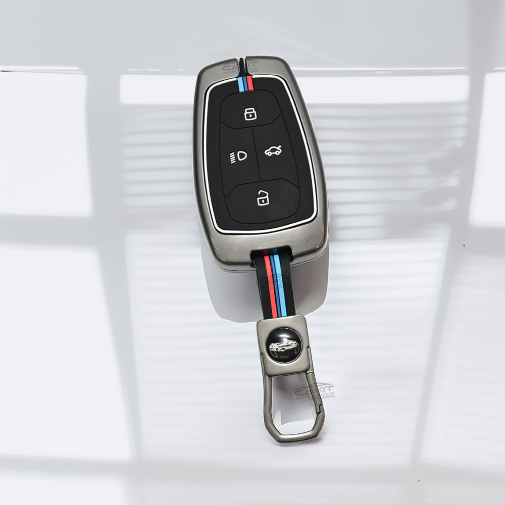 Metal Silicon Car Key Cover For Tata: Nexon, Harrier, Tigor BS6, Tigor ...
